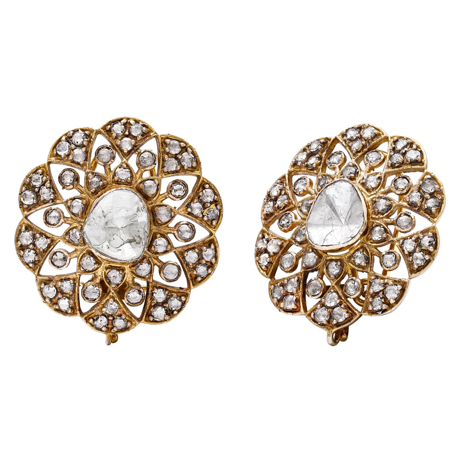 Doa Polki Diamond and Gold Earrings